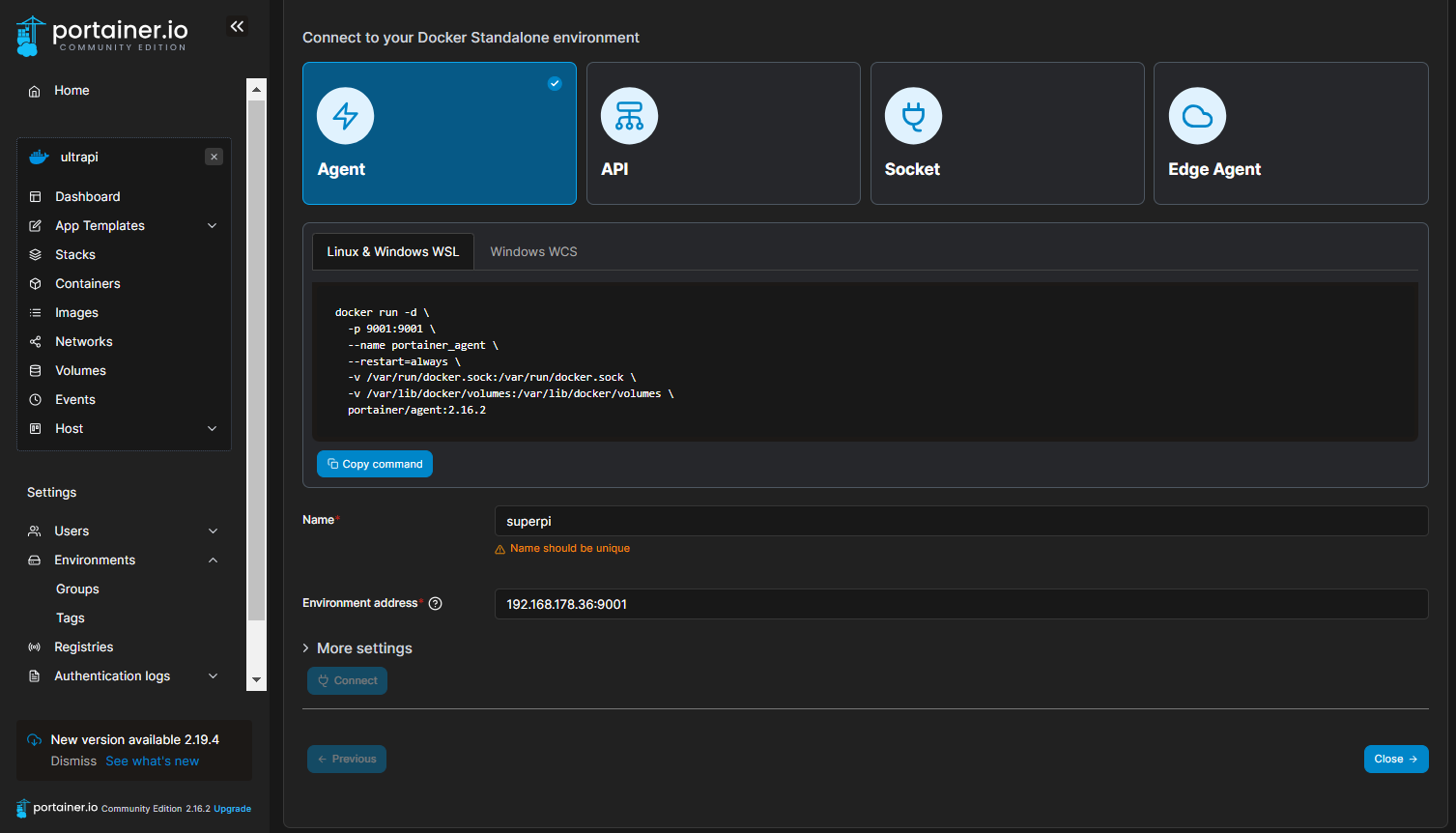 Portainer Agent installieren und mehrere Docker-Instanzen verbinden